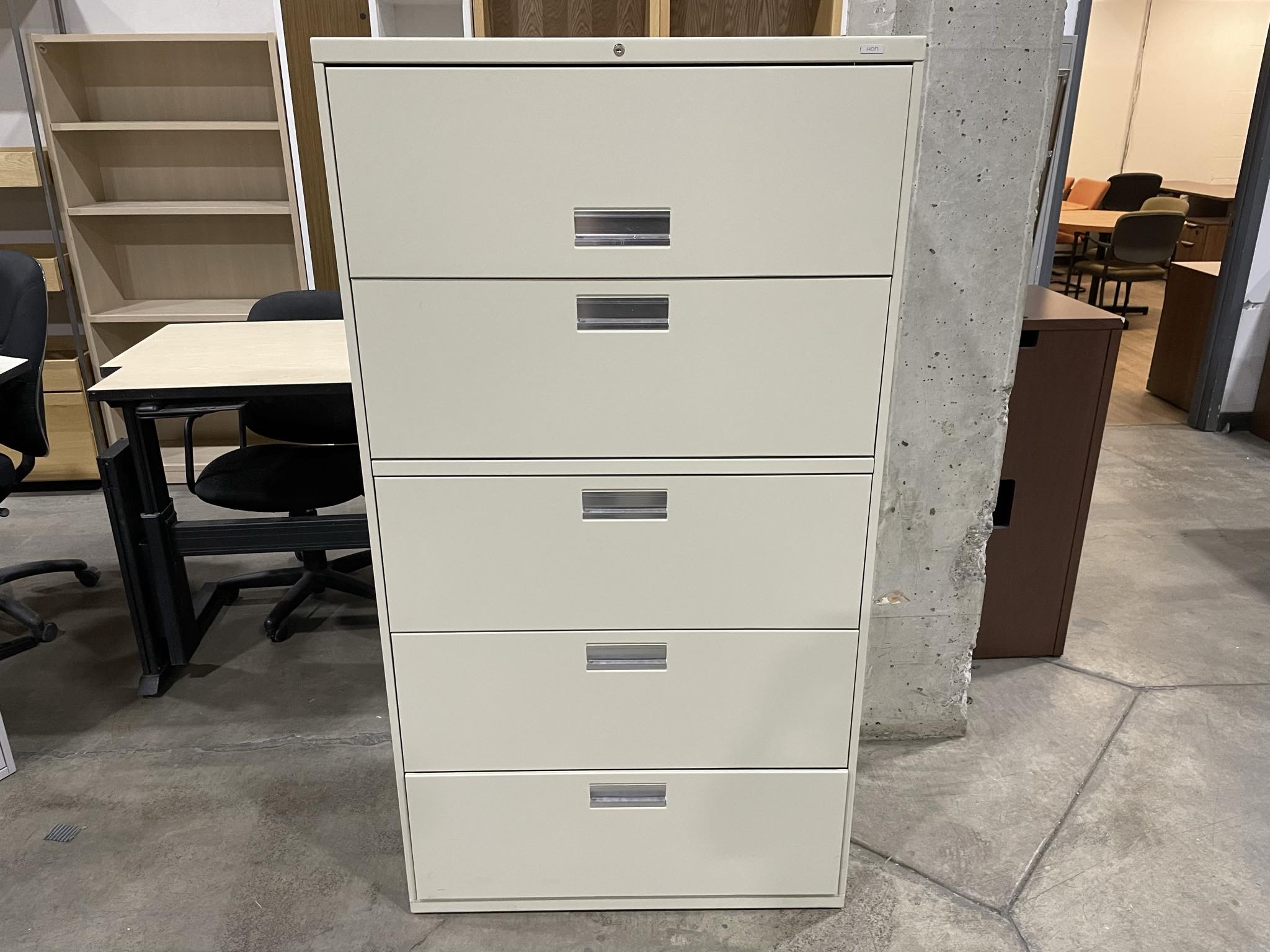 HON Beige 5 Drawer File Cabinets - OTS Furniture