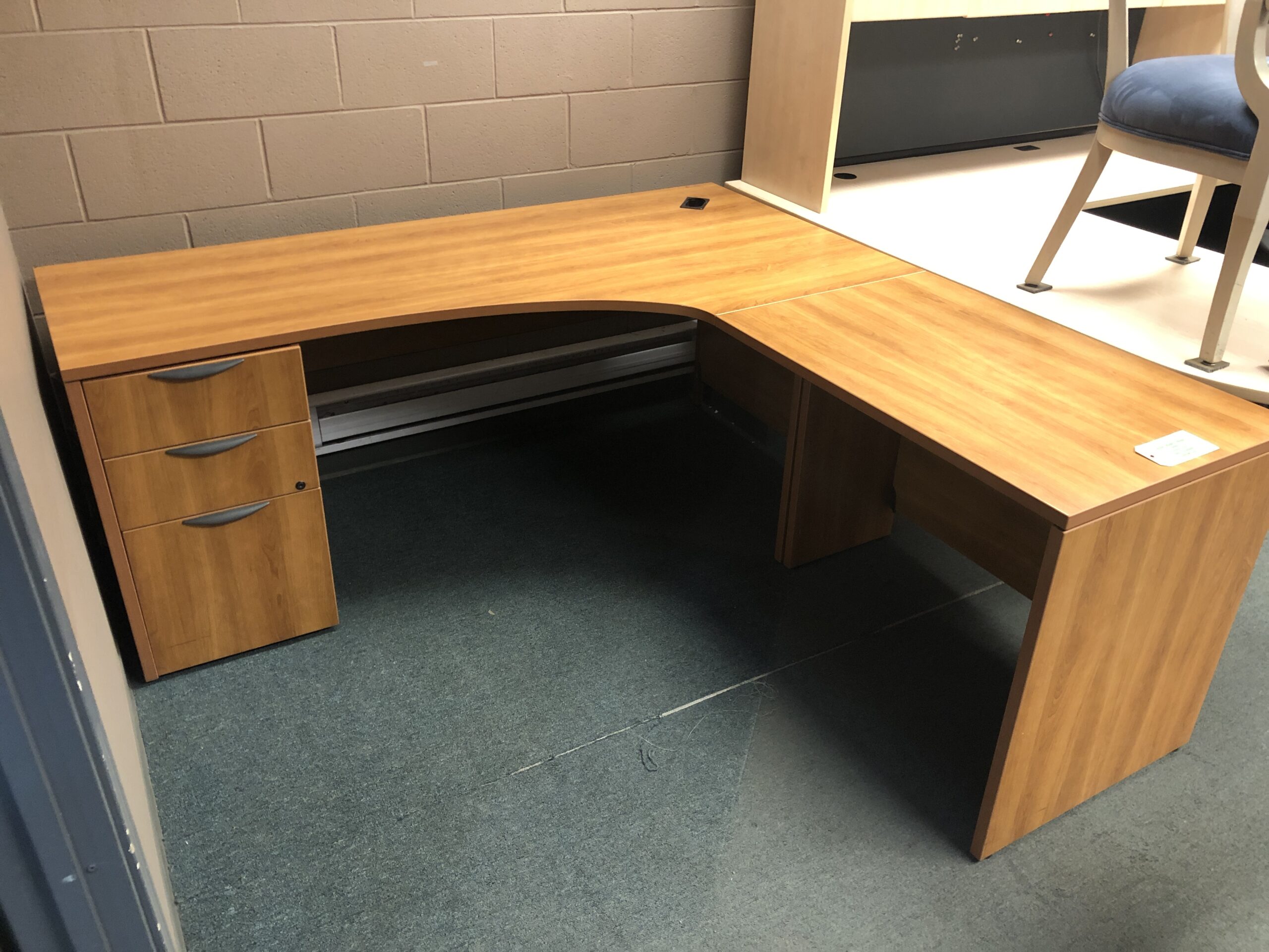 Honey Maple L Shape Office Desk - OTS Furniture